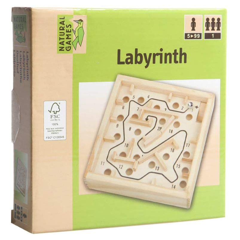 Natural Games Wooden Labyrinth 12x12 cm for Kids – Markenkoffer
